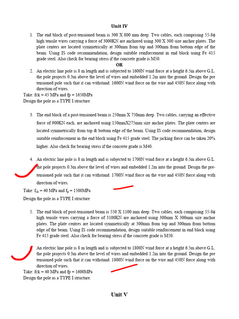 Dpcs Question Bank (IV, V, Vi) | PDF | Prestressed Concrete | Beam (Structure)
