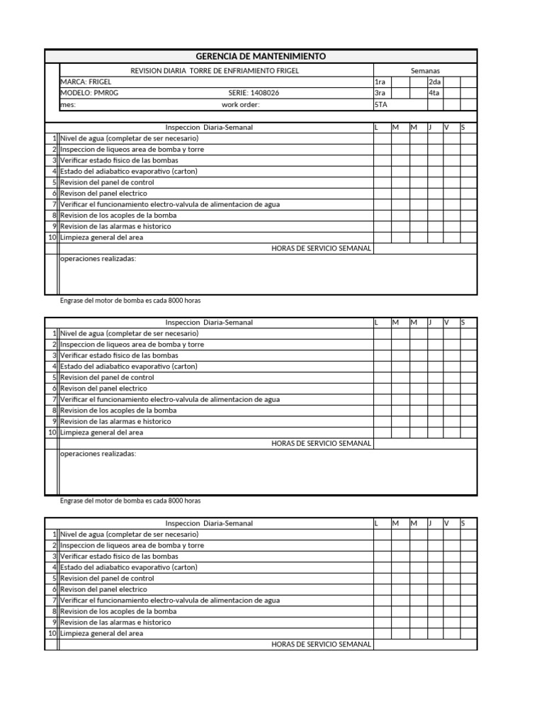 Frigel Peq Revision Diaria | PDF