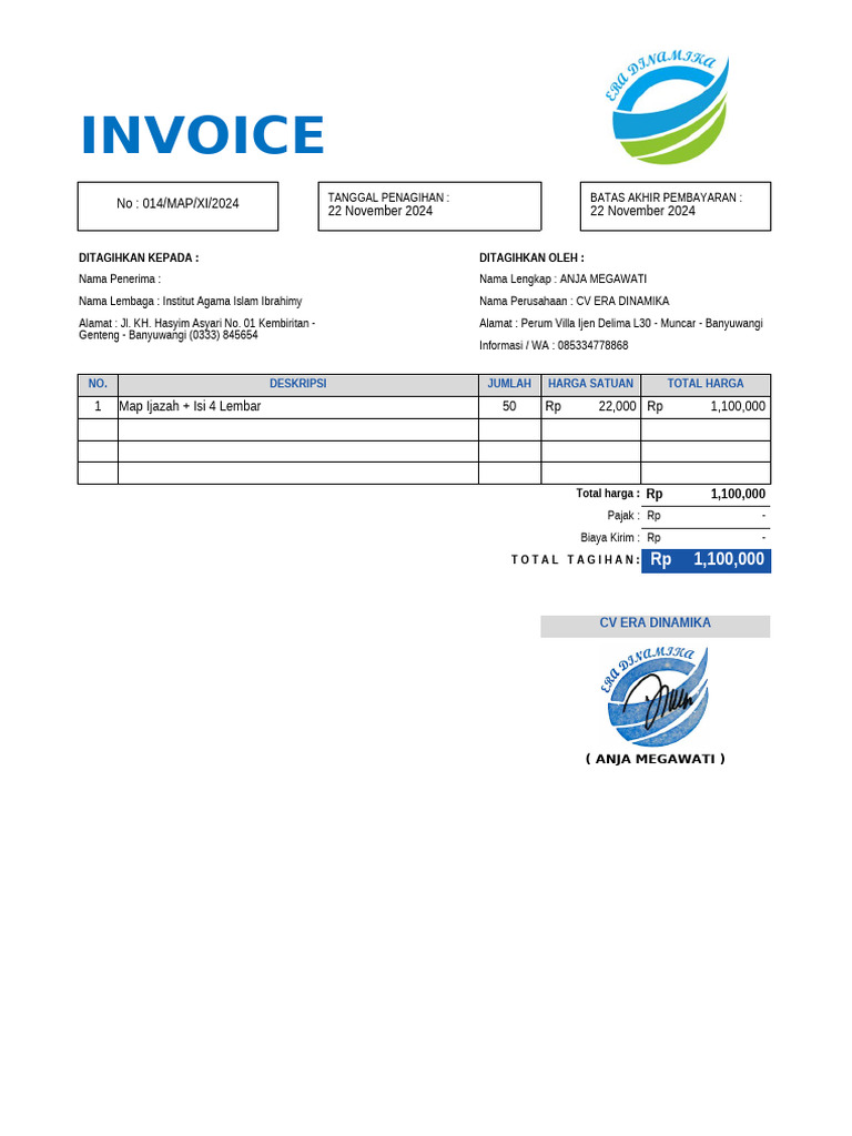 Invoice Pembelian Map Ijazah | PDF