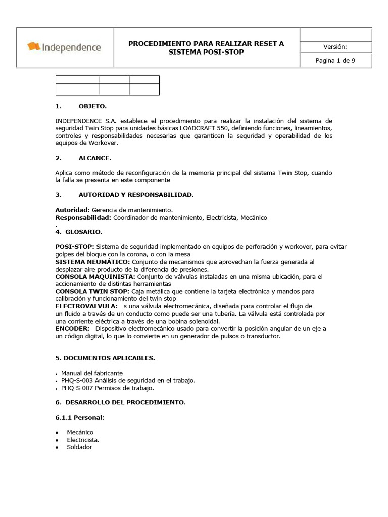 Recalibración POSI-STOP | PDF | Ingenieria Eléctrica