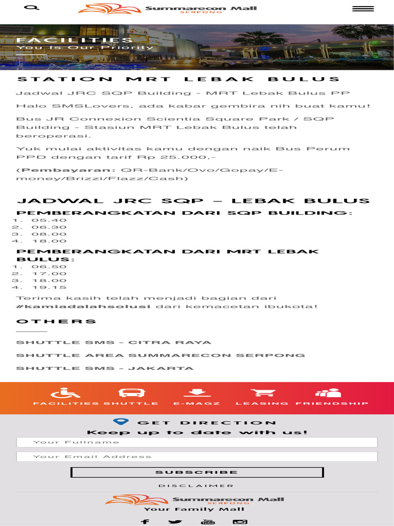 Informasi Ketersediaan Fasilitas Summarecon Mal S | PDF