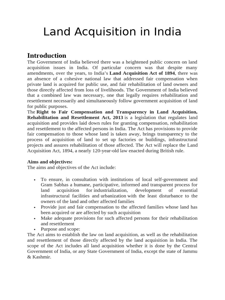 Land Acquisition in India | PDF | Eminent Domain | Property