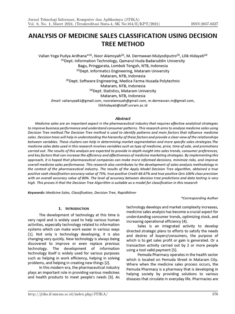 Medicine Sales Analysis with Decision Trees | PDF | Applied Mathematics