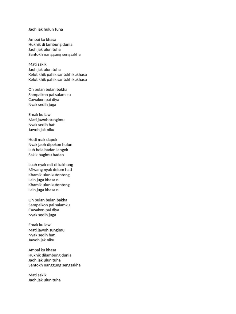 Jauh Jak Ullun Tuha | PDF