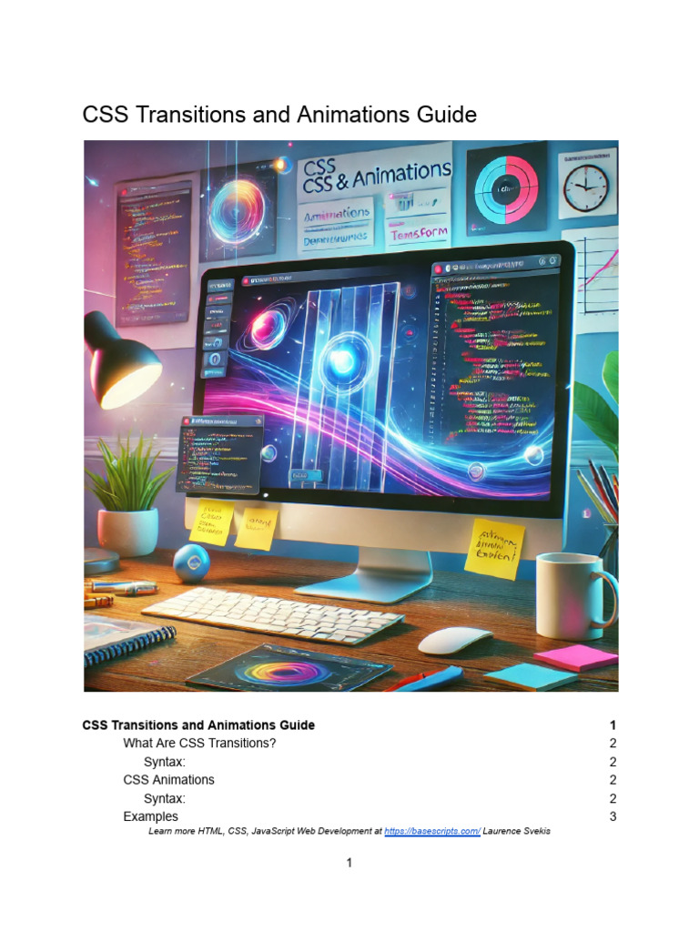 Quick Css Transitions And Animations Guide Pdf Html Java Script