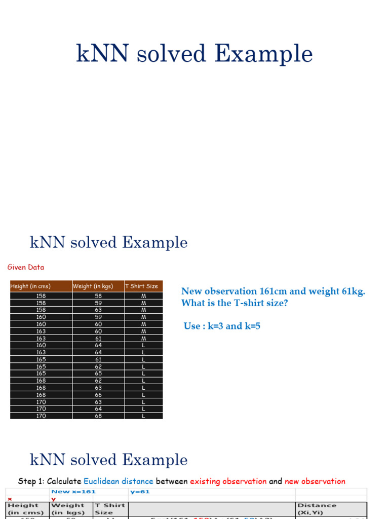 KNN Solved Example | PDF | Algorithms | Data Analysis KNN Solved Example | PDF | Algorithms | Data Analysis