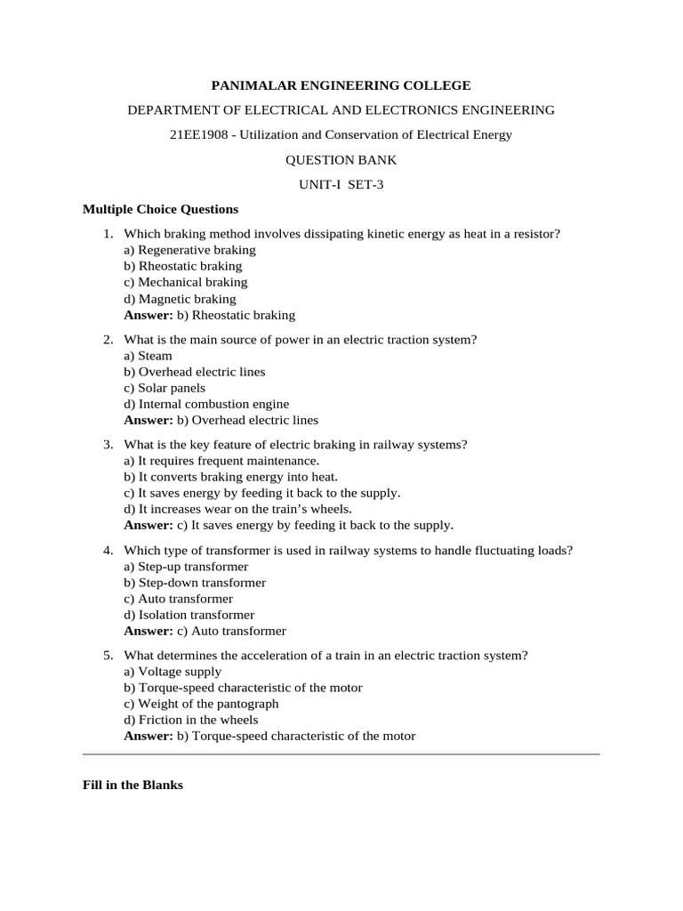 Unit I Set 3 Pdf Electric Motor Brake