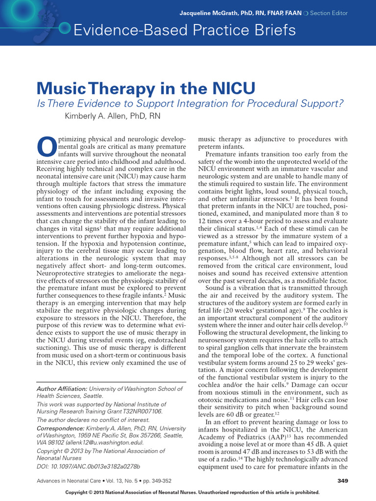 12 Music Therapy in The NICU Is There Evidence To Support Integration ...