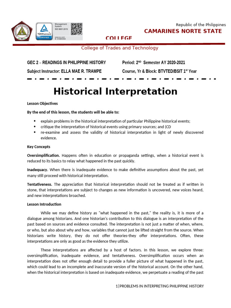 Gec 2-L. Historical-Interpretation-Monday-1 | PDF