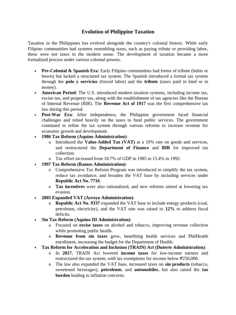 Evolution-of-Philippine-Taxation | PDF | Taxes | Value Added Tax