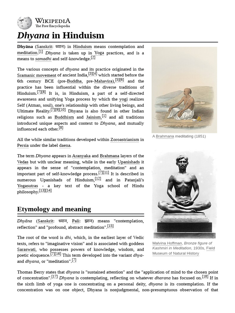 Dhyana_in_Hinduism | PDF | Yoga | Yoga Sutras Of Patanjali