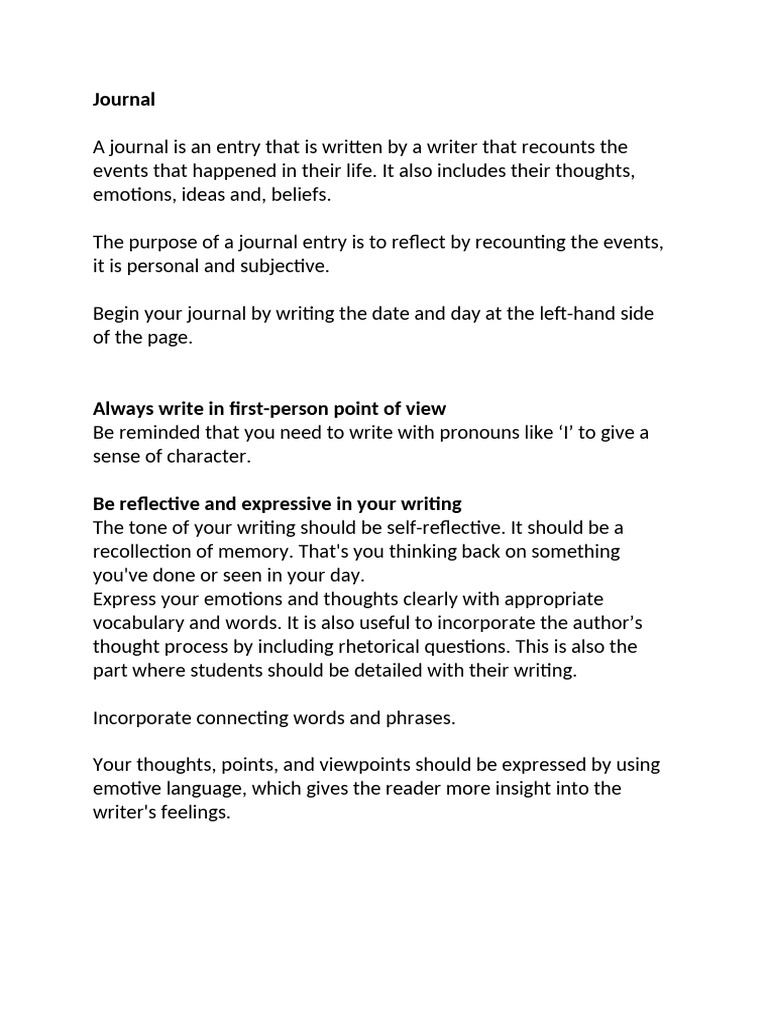 HANDOUT DW Journal writing | PDF
