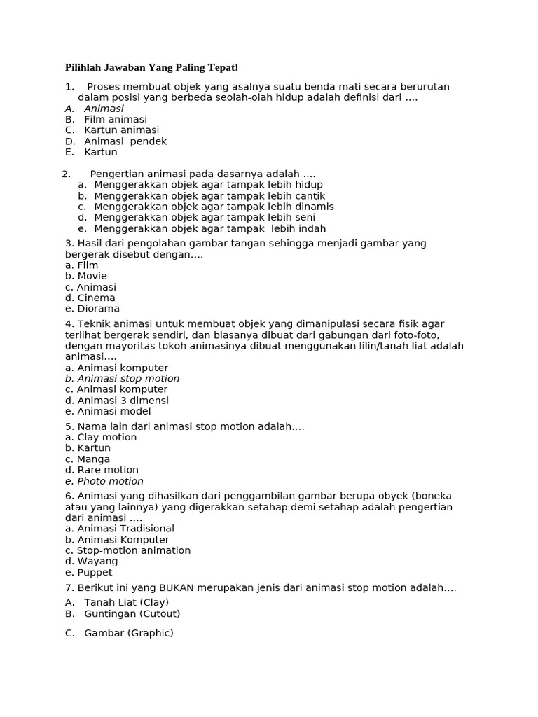Definisi dan Jenis Animasi Komputer | PDF