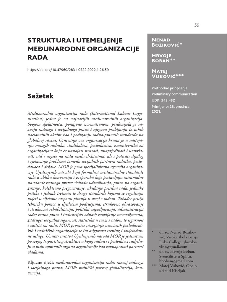 4. Struktura i Utemeljenje Međunarodne Organizacije Rada (1) | PDF