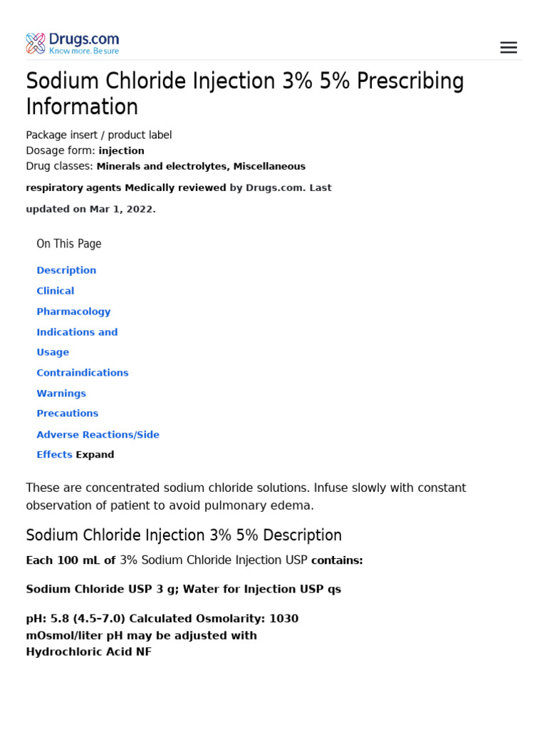 Sodium Chloride Injection 3% 5% - Package Insert - Prescribing ...