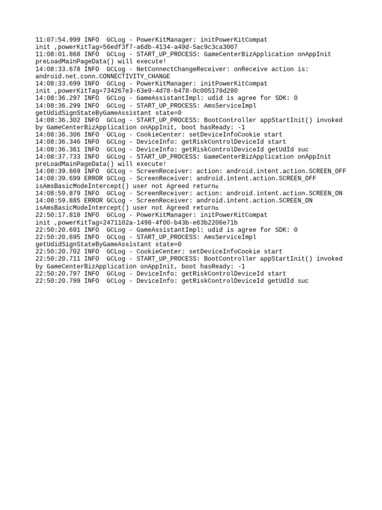 GameCenter App Initialization Log | PDF