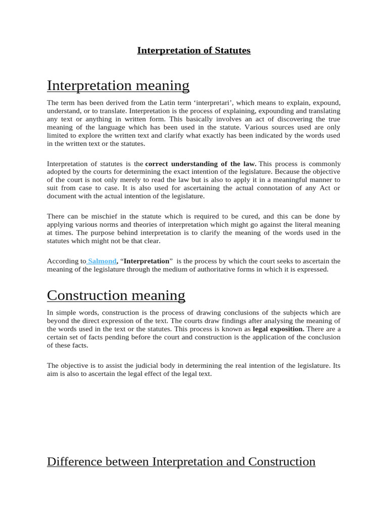 Interpretation of Statutes Notes | PDF | Statutory Interpretation | Taxes