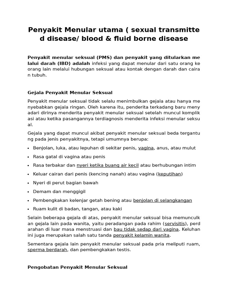 Gejala dan Pengobatan Penyakit Menular Seksual | PDF