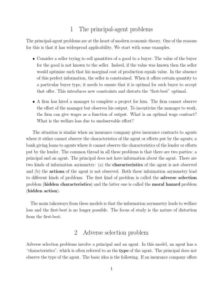 principal | PDF | Adverse Selection