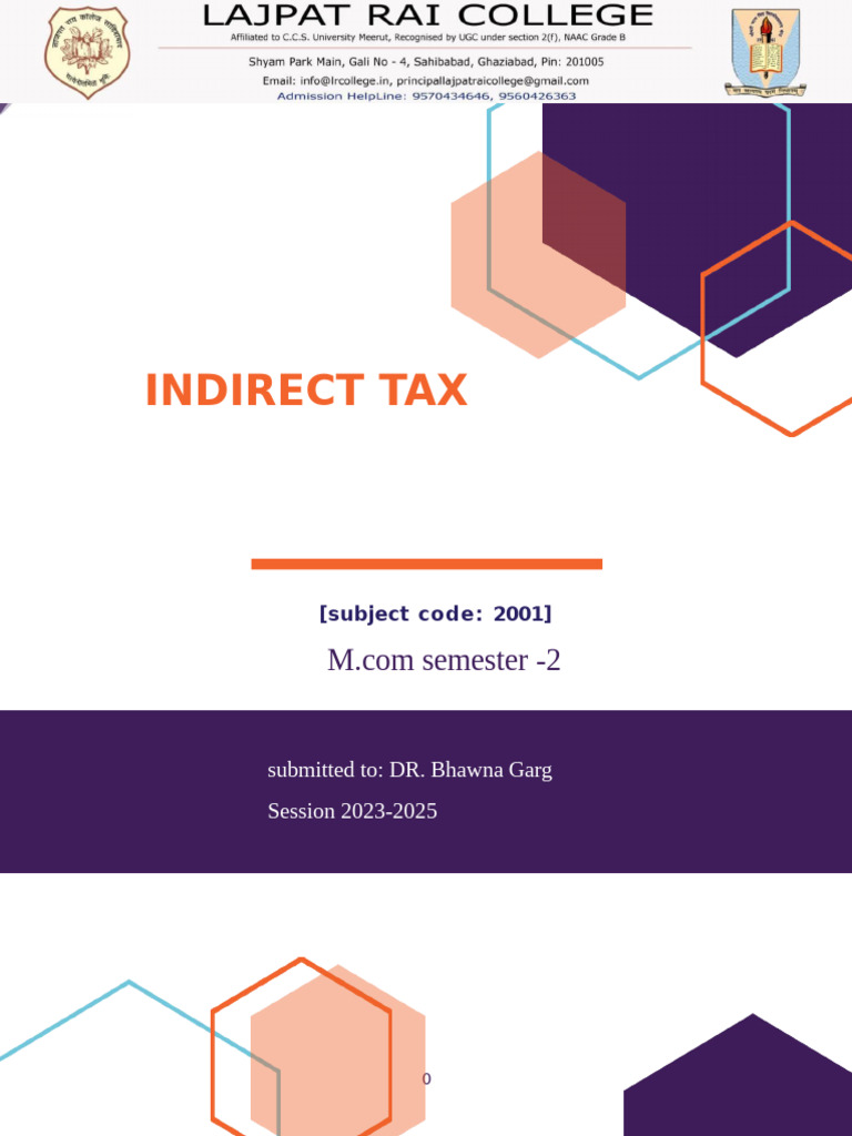 M.Com Semester 2 Indirect Tax Project | PDF