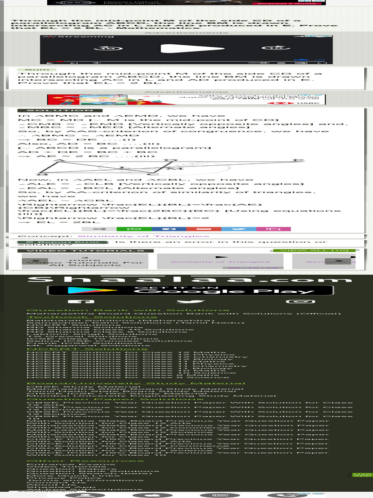 Through the Mid-point M of the Side CD of a Parallelogram ABCD, The ...
