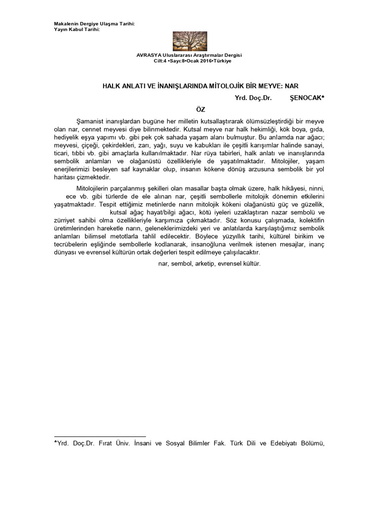 TÜRK MİTOLOJİSİNDE NAR | PDF