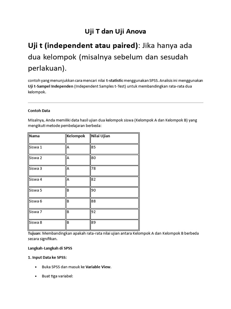 Uji T dan Uji Anova Neo | PDF