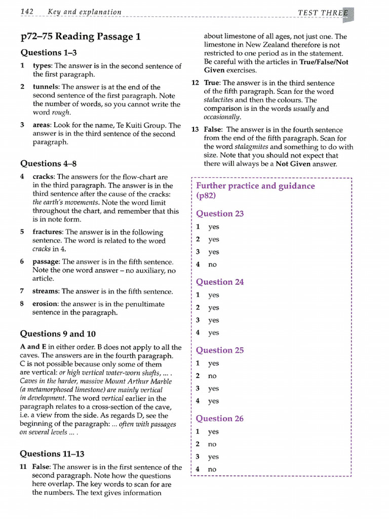 Reading Test 3 Answer Key | PDF