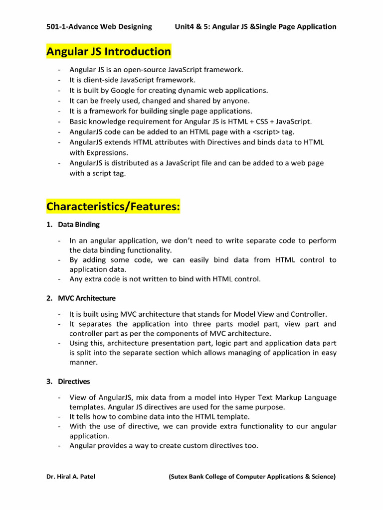 Unit-4-5 Angular JS-Single Page Application | PDF Unit-4-5 Angular JS-Single Page Application | PDF