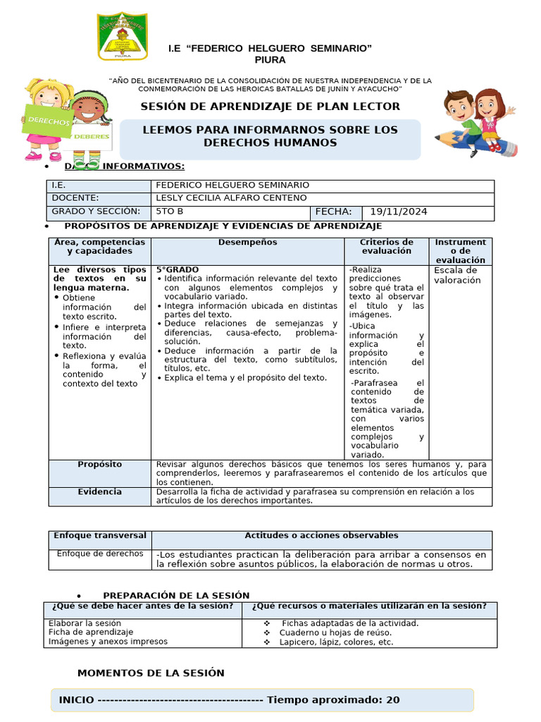 Sesión-Comu-Leemos para Informarnos Sobre Los Derechos Humanos | PDF ...