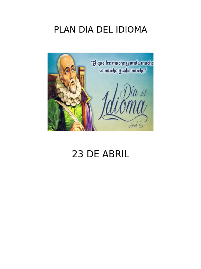 Plan de Celebración del Día del Idioma | PDF | Lengua española | España