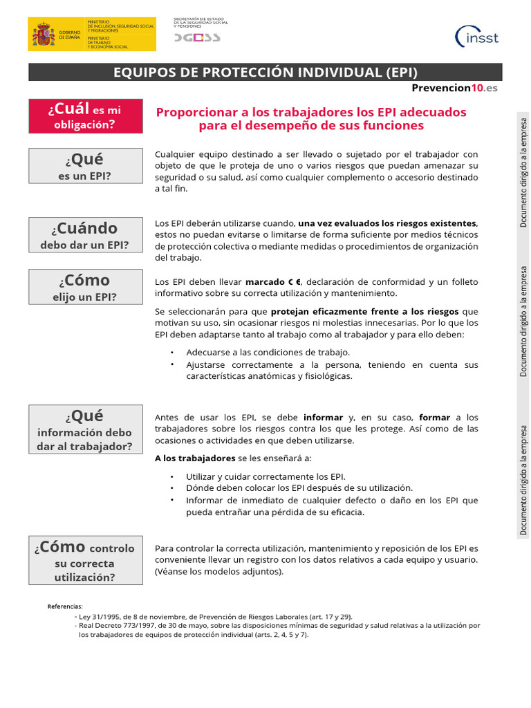 EPI Equipos Proteccion Individual | PDF | Equipo de protección personal