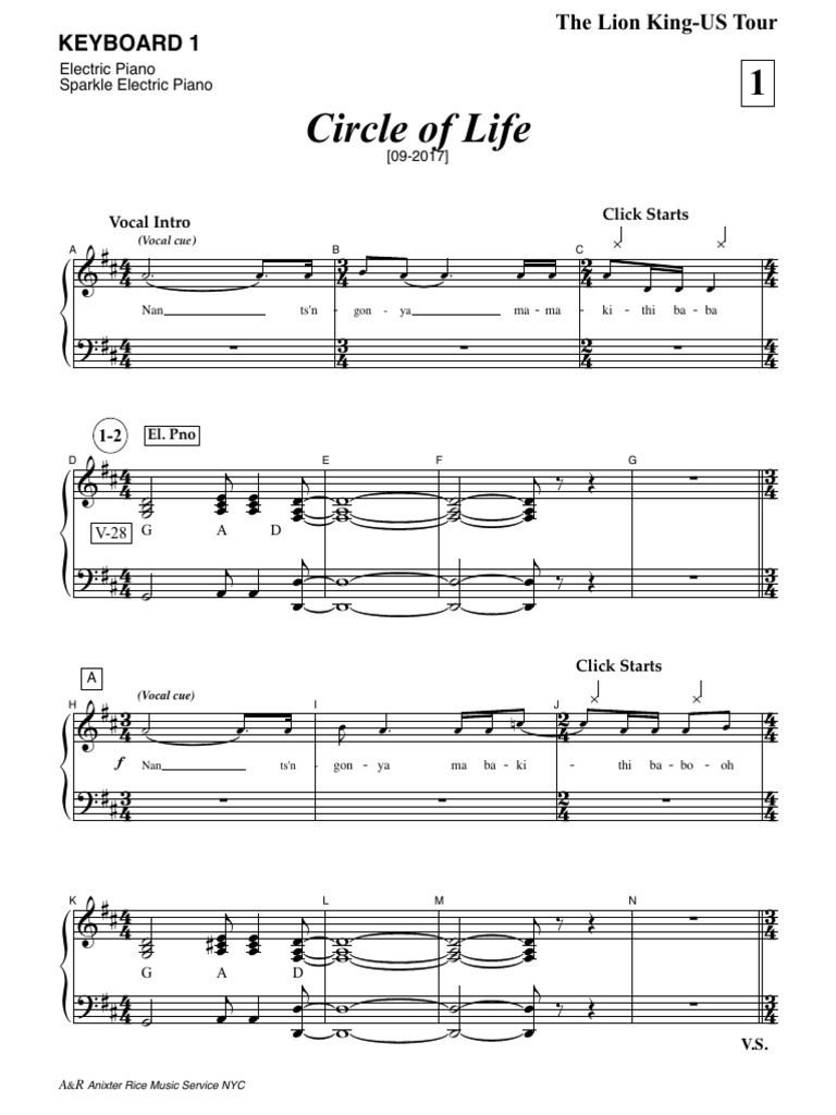 01 Circle of Life - KEYBOARD 1 | PDF