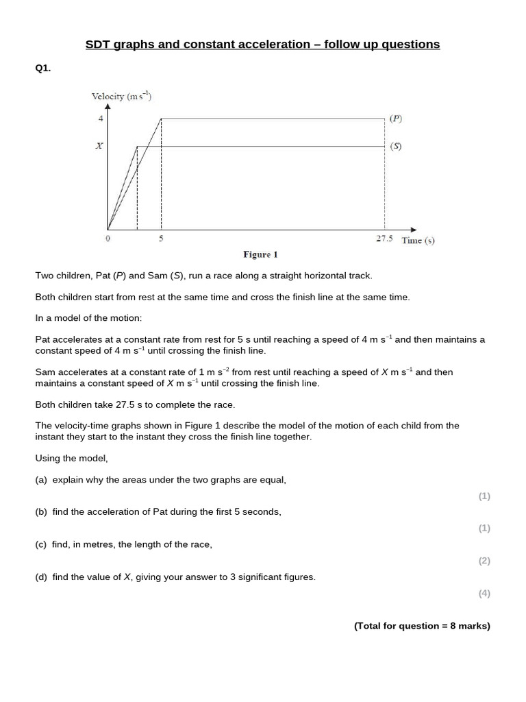 SDT Graphs and Constant Acceleration Analysis | PDF | Speed | Acceleration