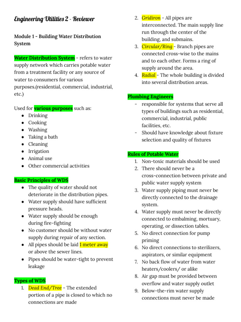 Engineering Utilities 2 - Reviewer W - o Codes | PDF | Water Heating ...