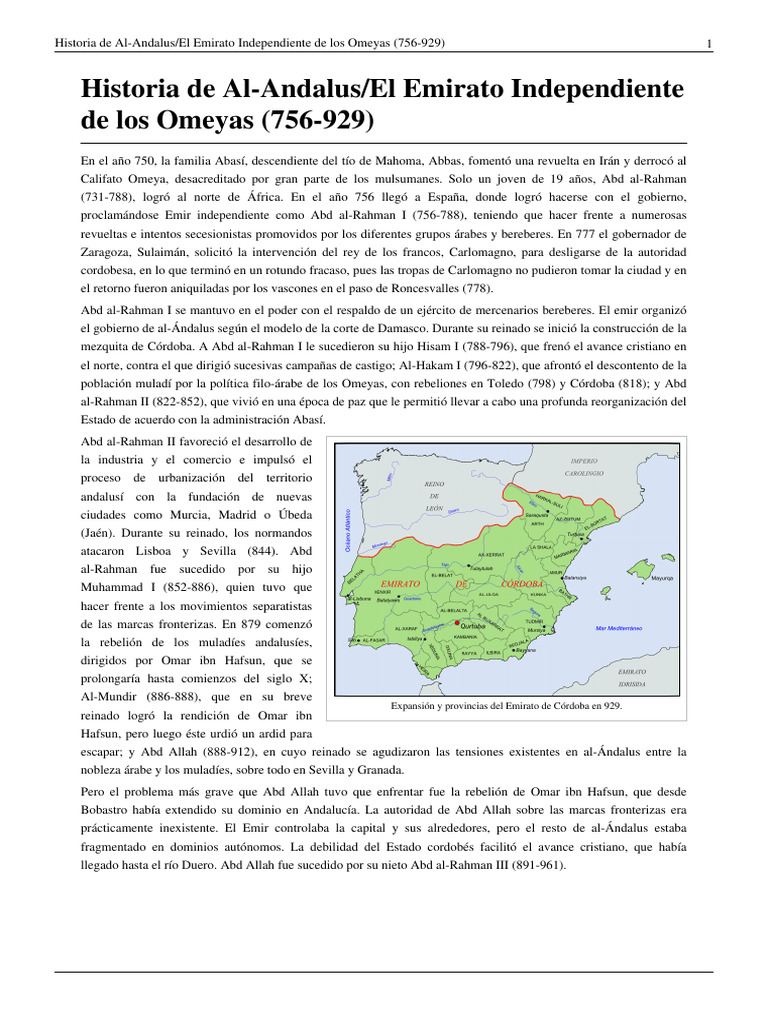 Emirato Independiente de los Omeyas (756-929) | PDF | Al Andalus