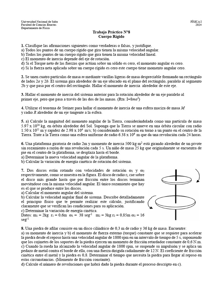 TP8 2024 | PDF | Fricción | Rotación