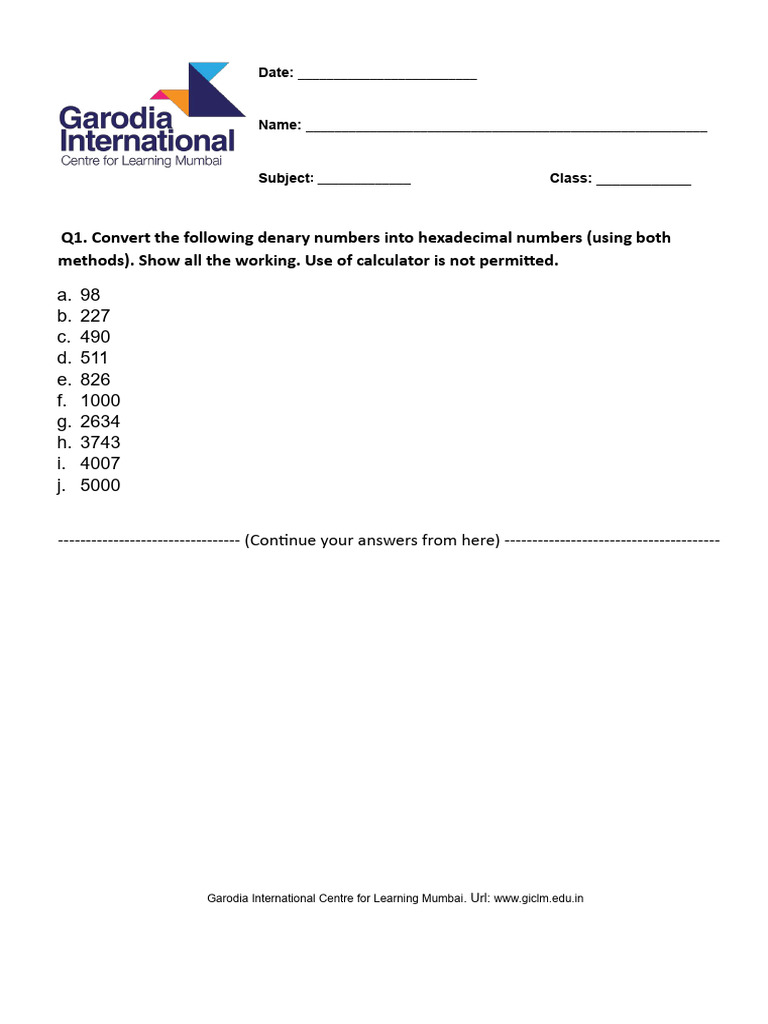 Data Representation Worksheet 2 | PDF