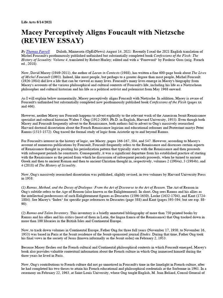 1 Macey Perceptively Aligns Foucault With Nietzsche | PDF | Michel ...