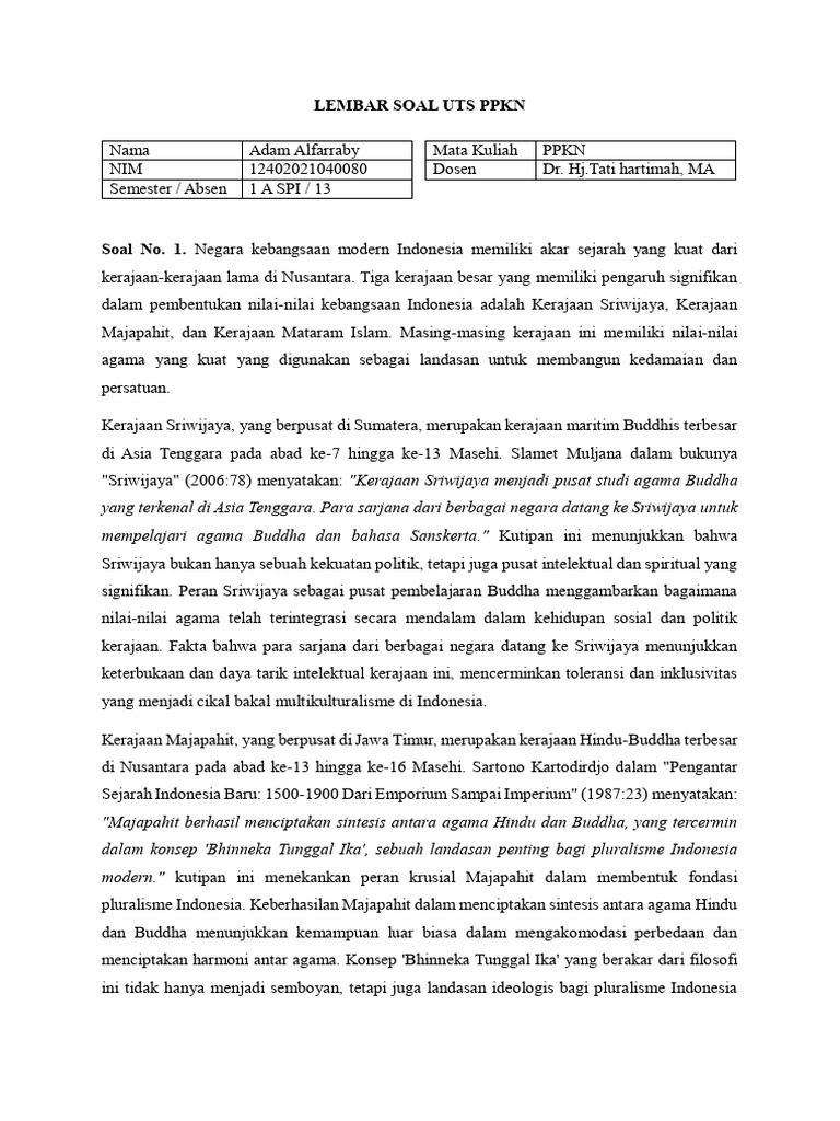 Lembar Uts Ppkn | PDF