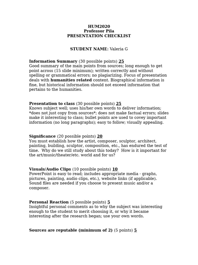 Grading Rubric Student Presentation Pdf