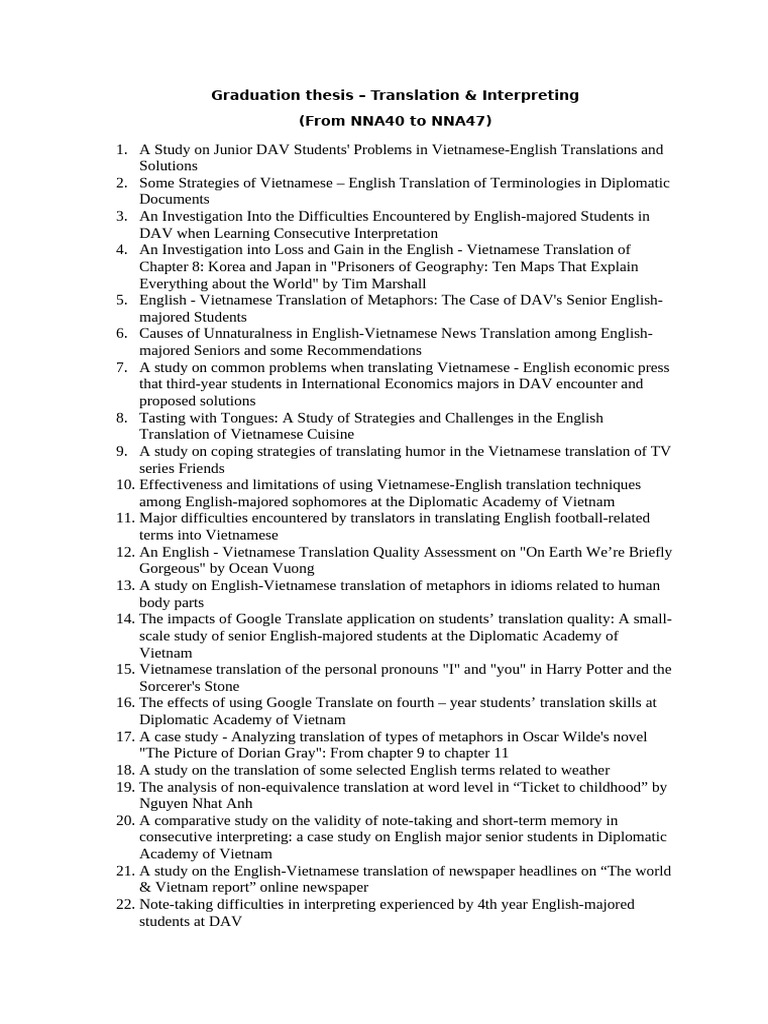 KLTN - Translation & Interpreting | PDF | Translations | Vietnam