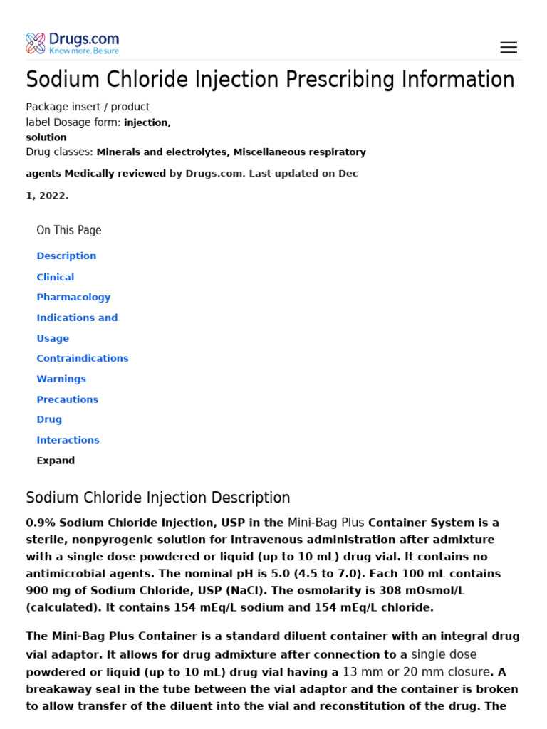 Sodium Chloride Injection_ Package Insert _ Prescribing Information - Drugs753 | PDF | Clinical ...