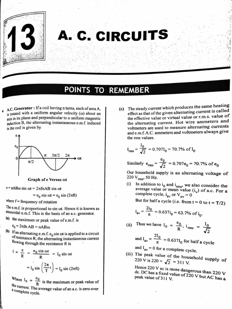 12th AC Circuits | PDF