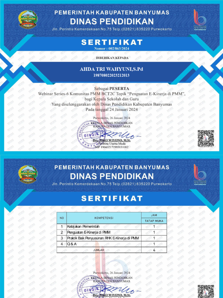 Sertifikat Webseries 6 Btc2c - 2024 (Ahda Tri Wahyuni, S.PD) | PDF