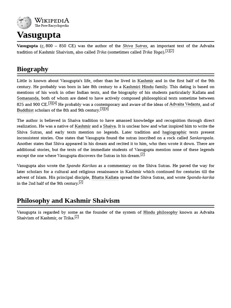 Vasugupta | PDF | Indian Philosophy | Indian Religions