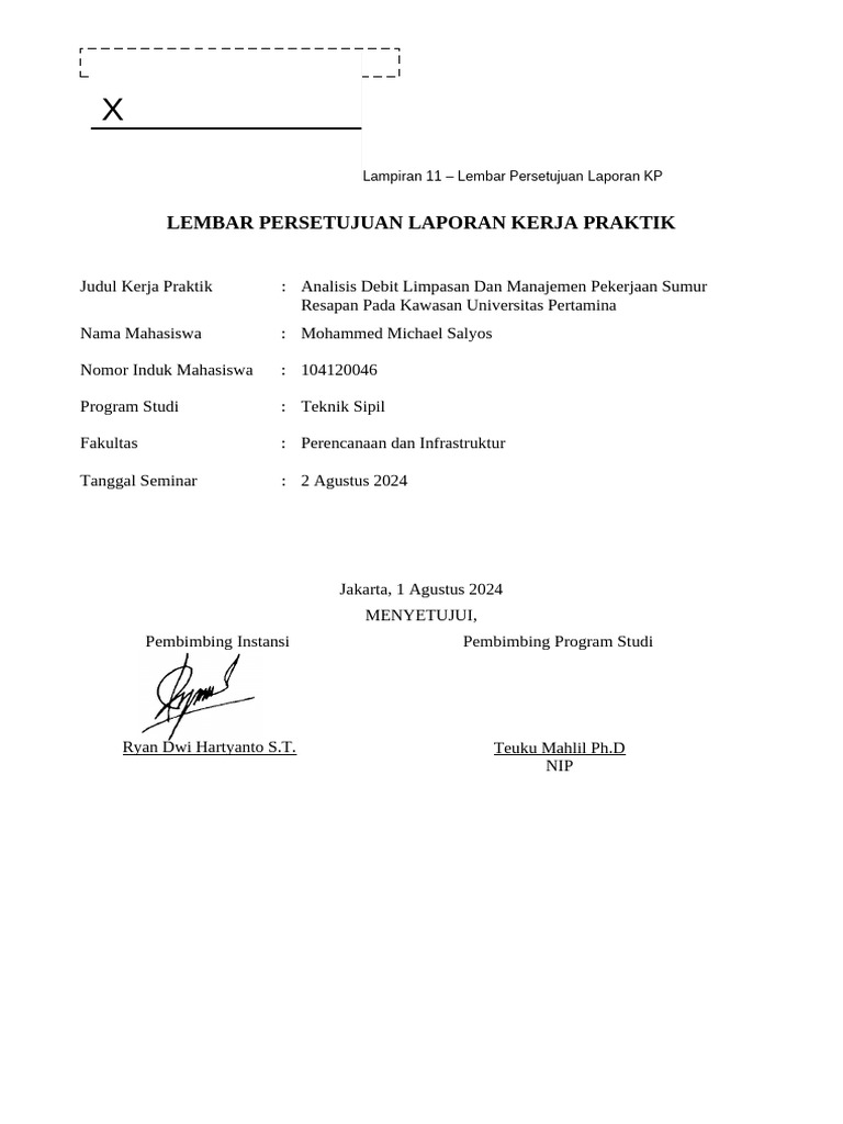 Lampiran 11 – Lembar Persetujuan Laporan KP (1) | PDF