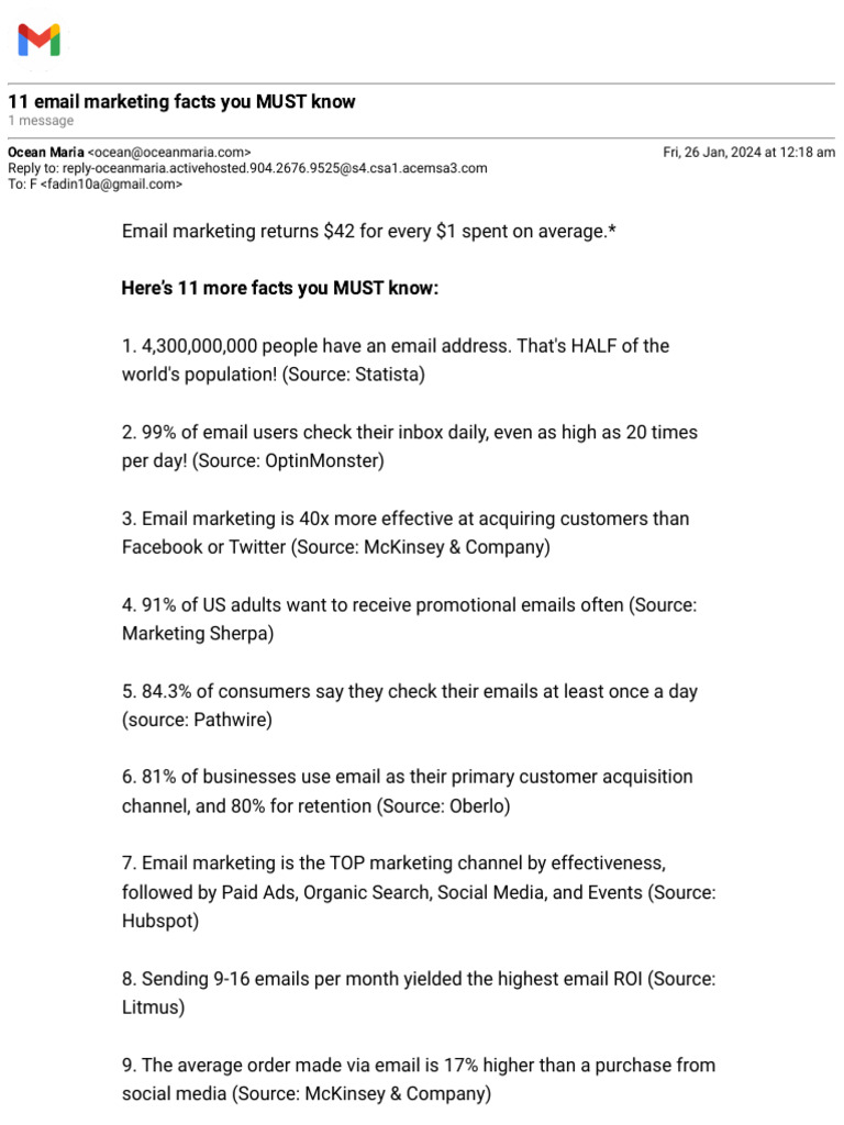 Gmail - 11 email marketing facts you MUST know | PDF | Gmail | Computer Mediated Communication