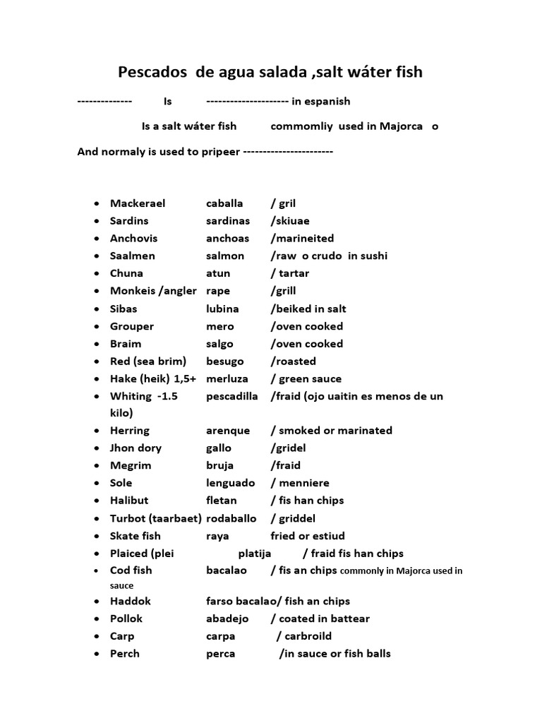Pescados de Agua Salada | PDF | Fishing Industry | Fish