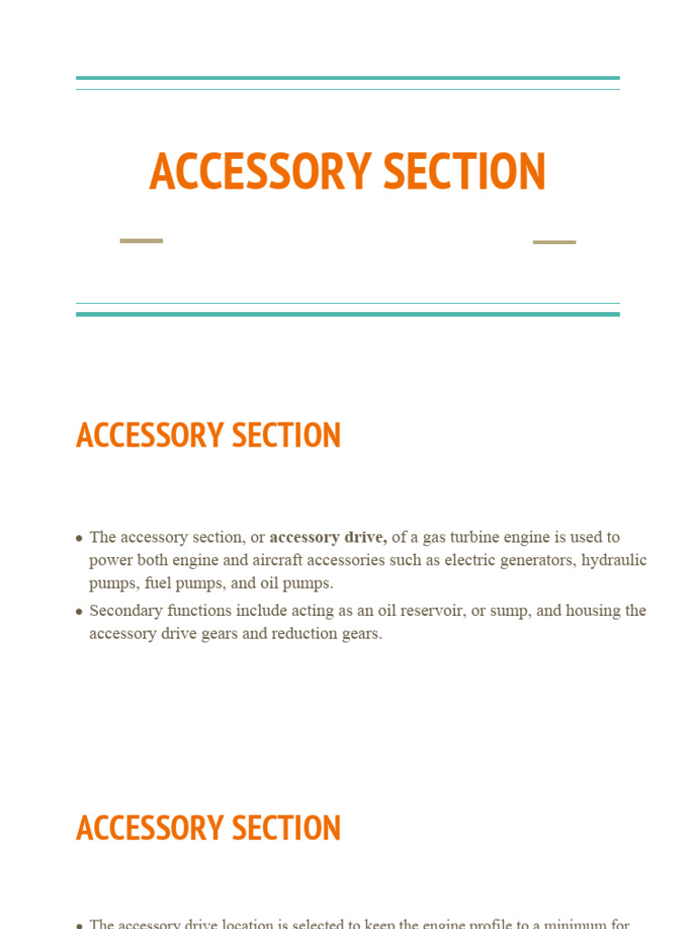 accessory section | PDF | Bearing (Mechanical) | Engines